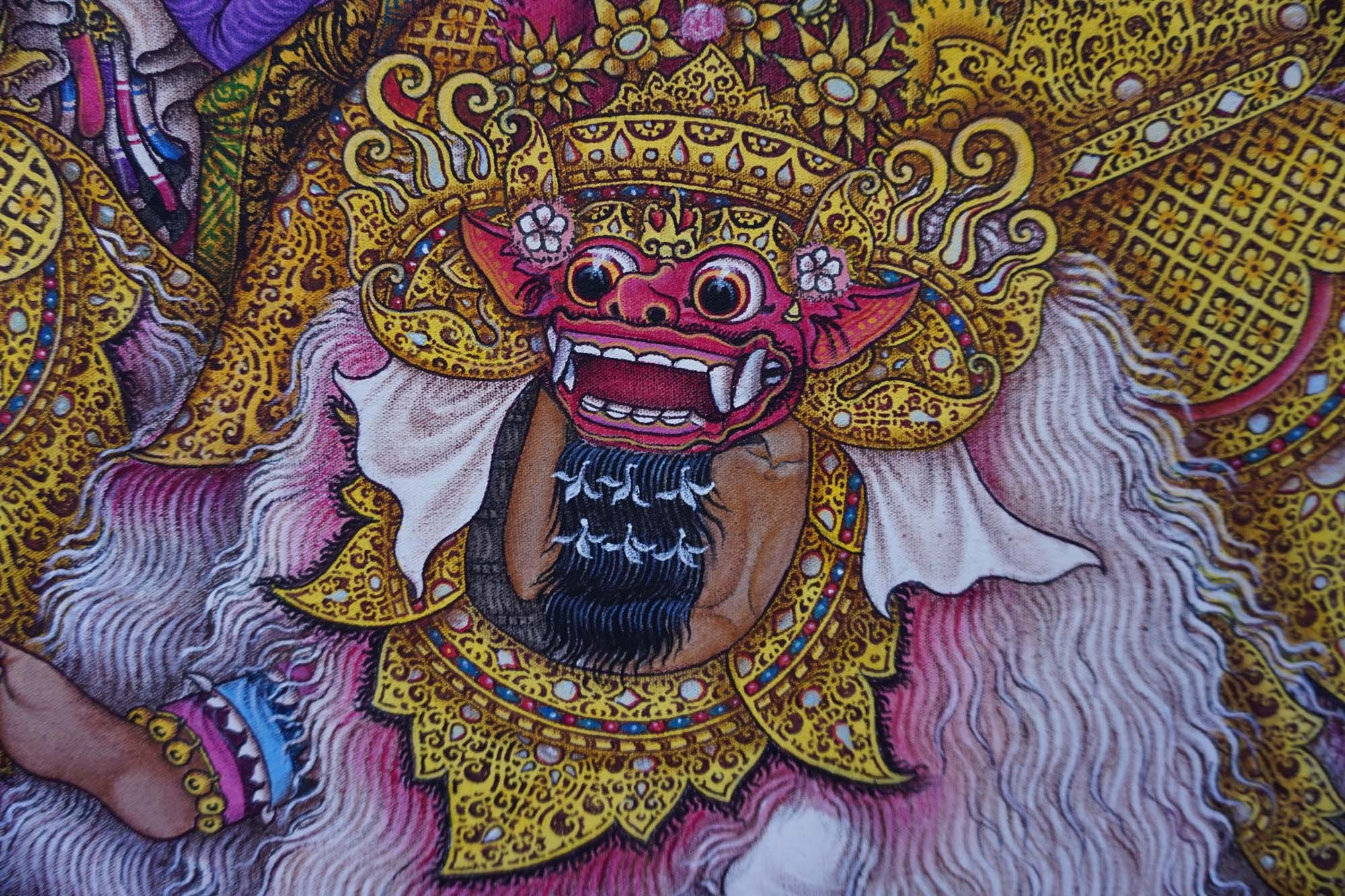 Vibrant Balinese Barong Dance Art, Hand-painted Watercolor, Traditional ...