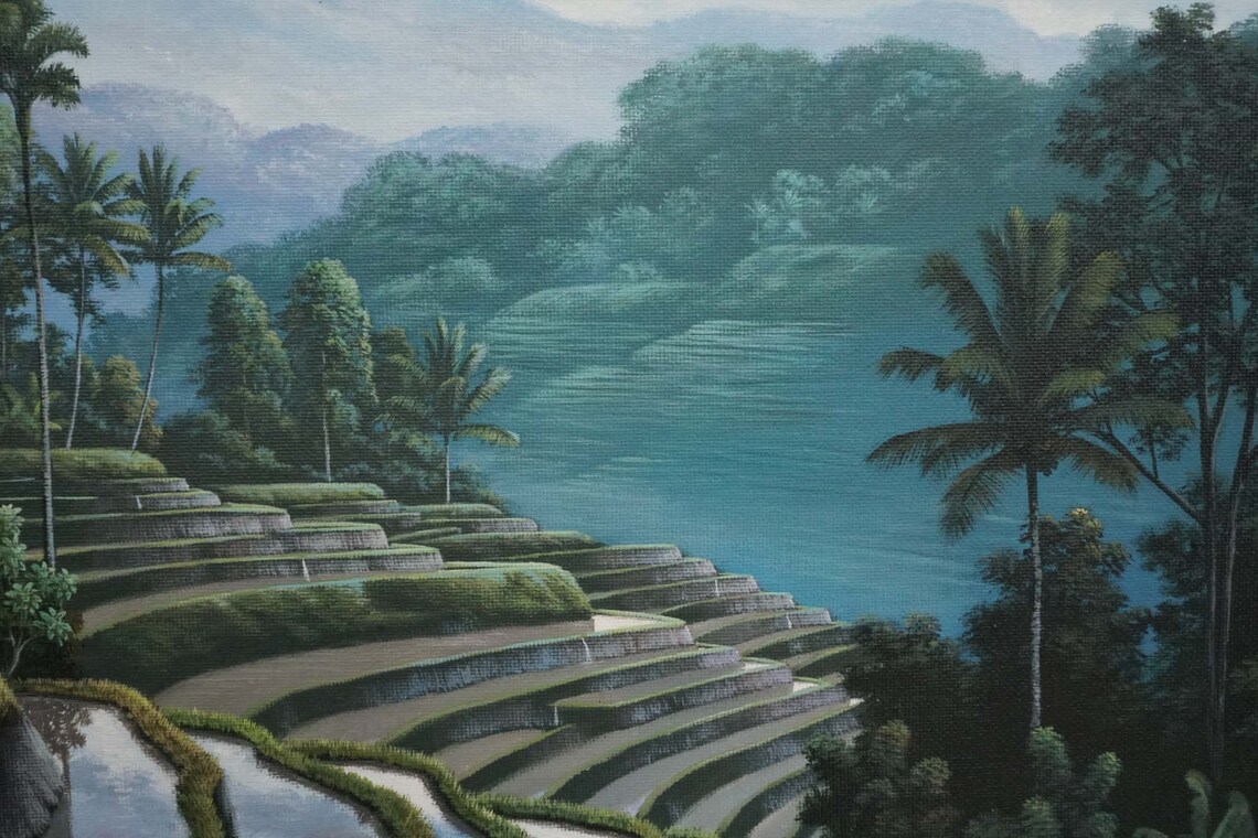 Terrace View Painting Landscape Painting Balinese Art | Etsy