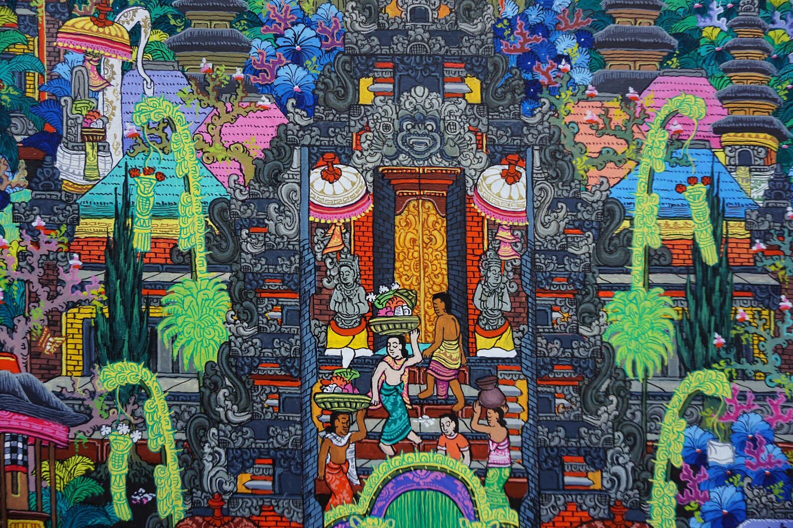 Authentic Bali Temple Painting - Kecak Dance Performance Artwork - Etsy