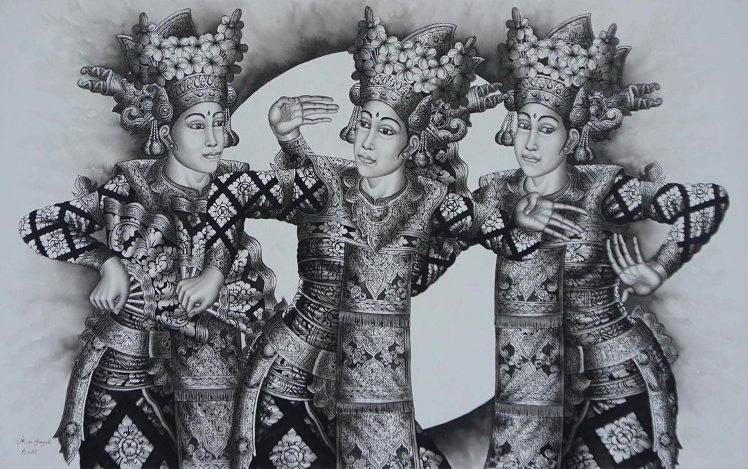 Legong Painting, Balinese Dance Painting, Bali Painting, Balinese Woman ...