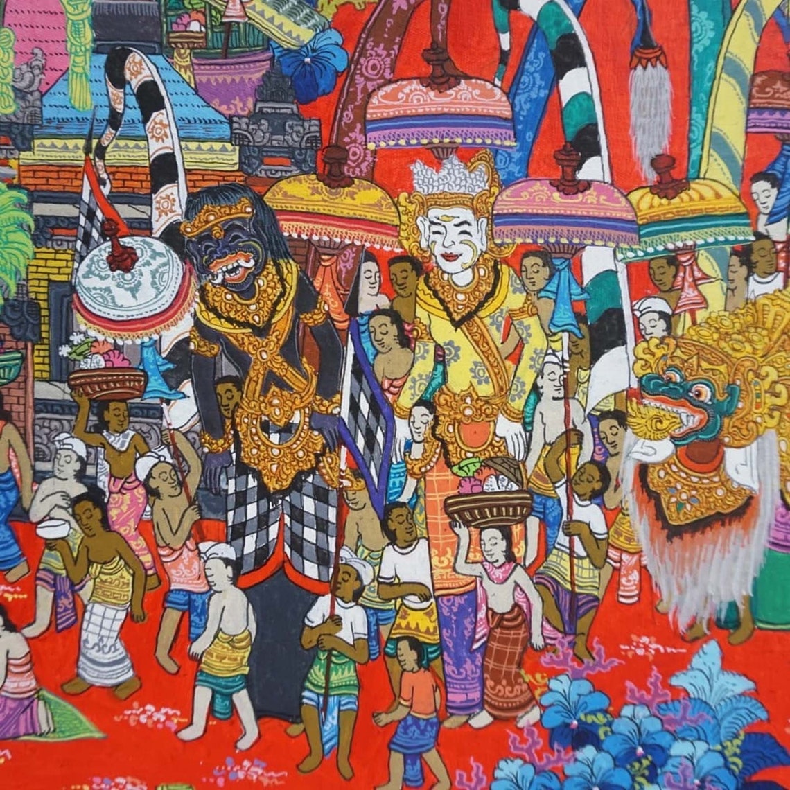 Balinese Ceremony Painting Bali Painting Canvas Wall Art - Etsy