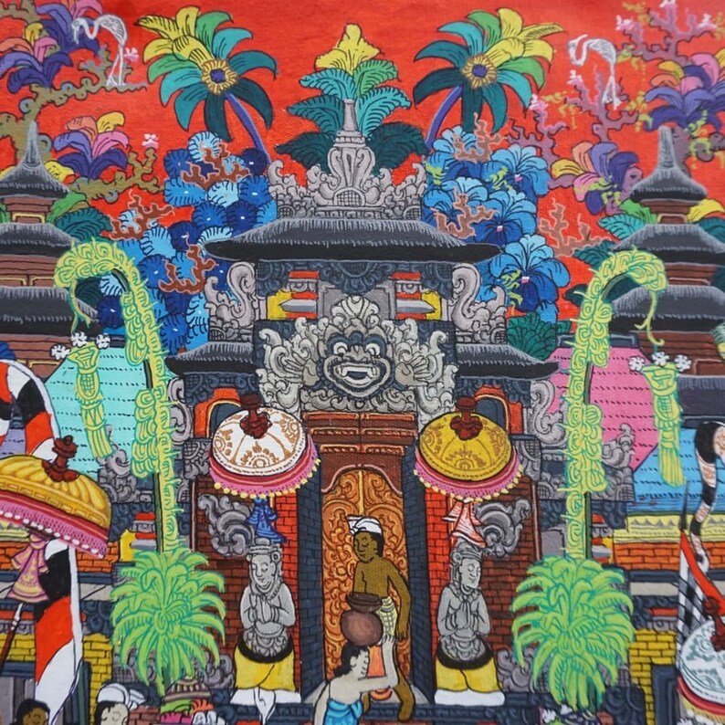 Balinese Ceremony Painting, Bali Painting, Canvas Wall Art , Original ...