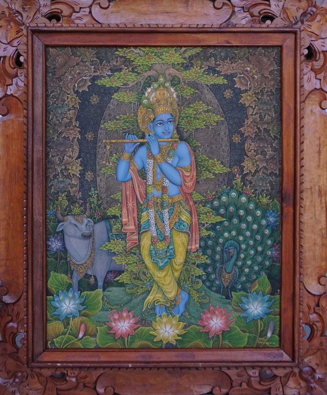 Dewa Krishna Painting, Balinese Painting, Original Artwork, Art Deco - Etsy