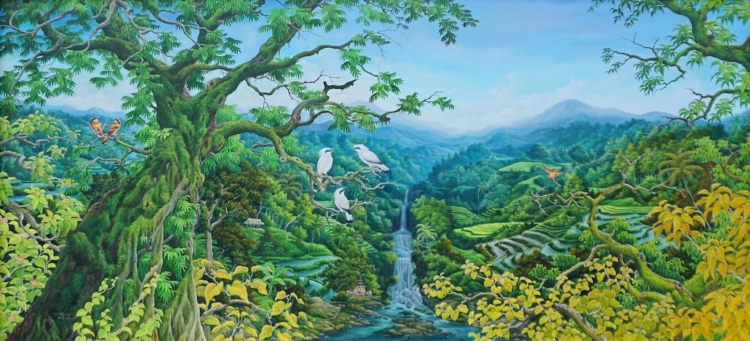 Extra Large Green Nature Painting, Original Painting on Canvas, White ...
