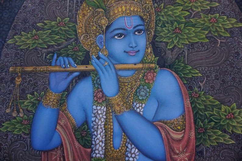 Dewa Krishna Painting, Balinese Painting, Original Artwork, Art Deco - Etsy
