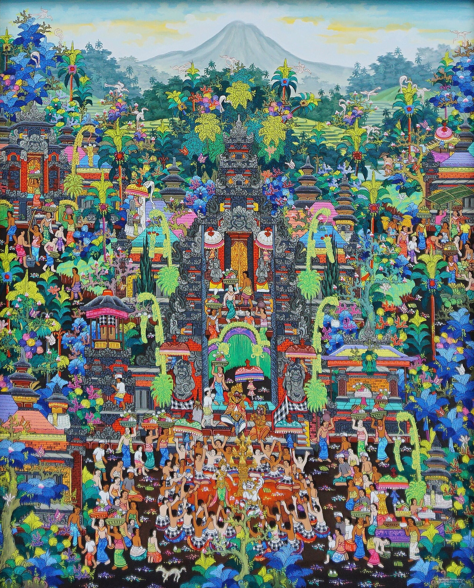 Authentic Bali Temple Painting - Kecak Dance Performance Artwork - Etsy