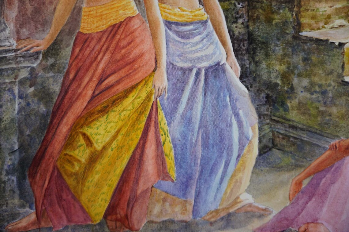 Balinese Girls Painting Traditional Painting Beautiful Girls - Etsy