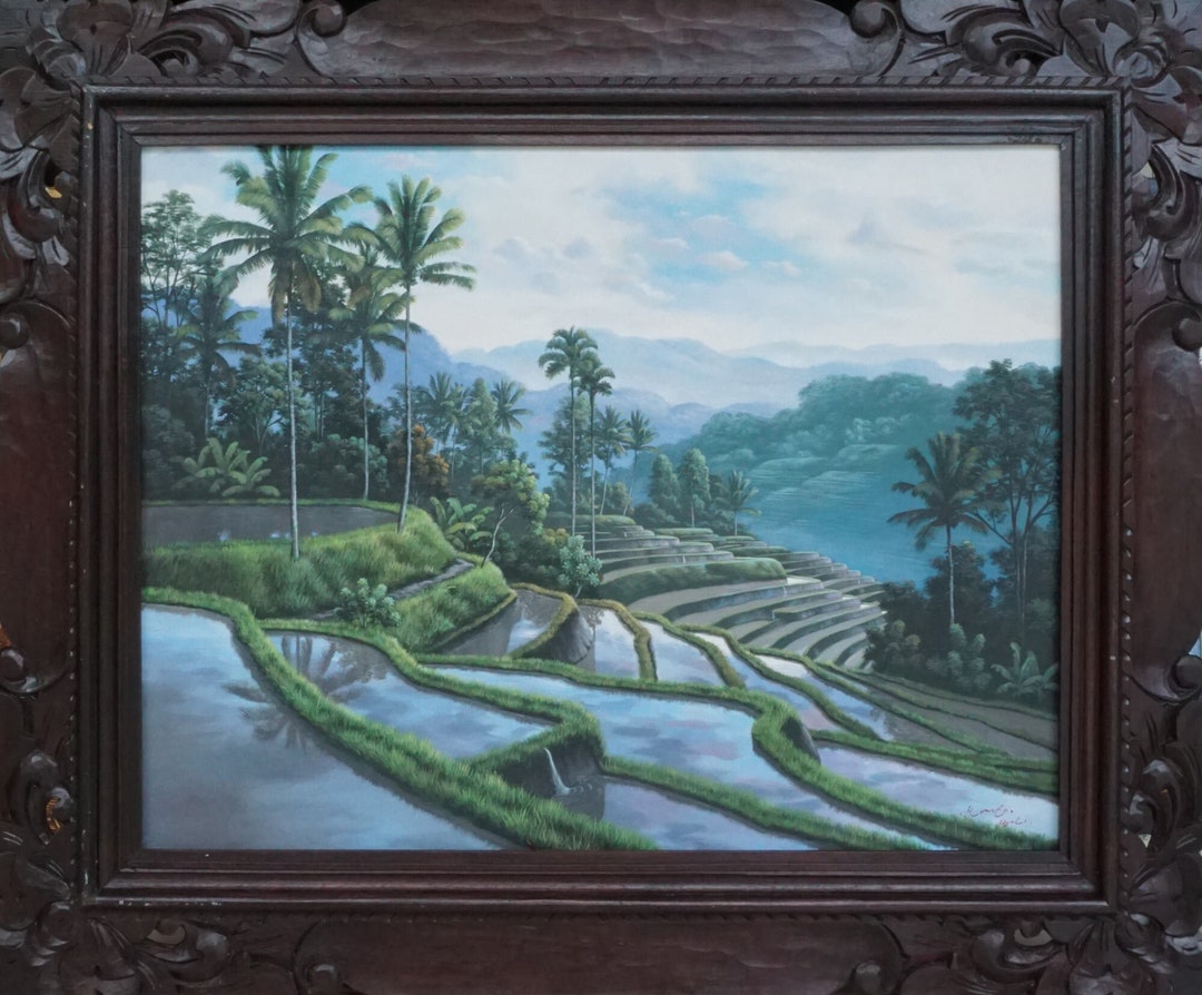 Terrace View Painting, Landscape Painting, Balinese Art, Original ...