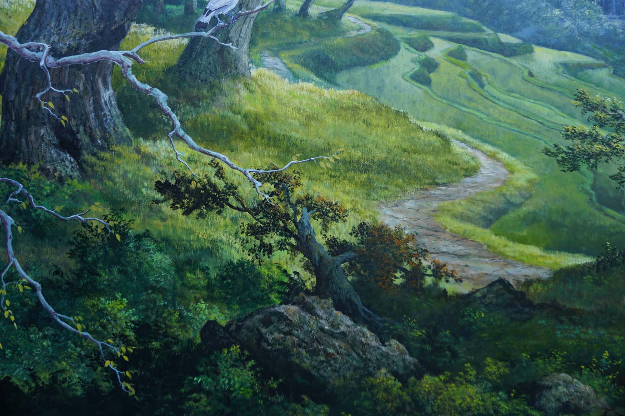 Scenary Painting Mount Painting Bird Painting Original - Etsy