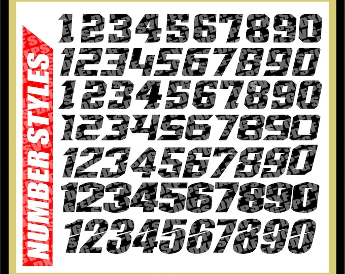 Motocross Number Font Style Svg Files /racing Plate - Etsy