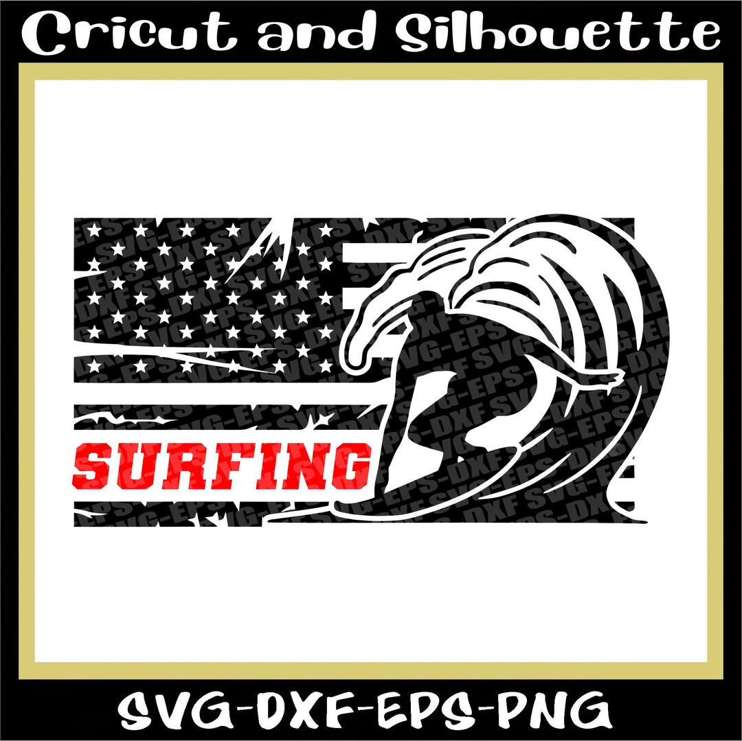 Surf Svg, Surfing Svg "surfing Flag Distressed" Surfer Svg, Surfing Art ...