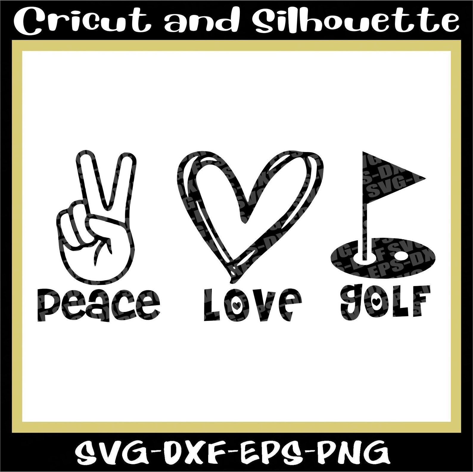Golf Svg, Golf Ball Svg, Golf Print File "peace Love Golf" - Eps,dxf ...