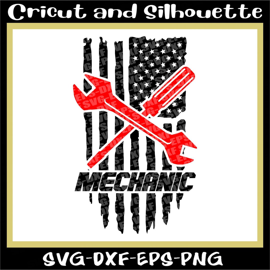 Mechanic Svg, Mech Svg, Mechanic Flag Distressed - Eps,dxf,svg,png ...