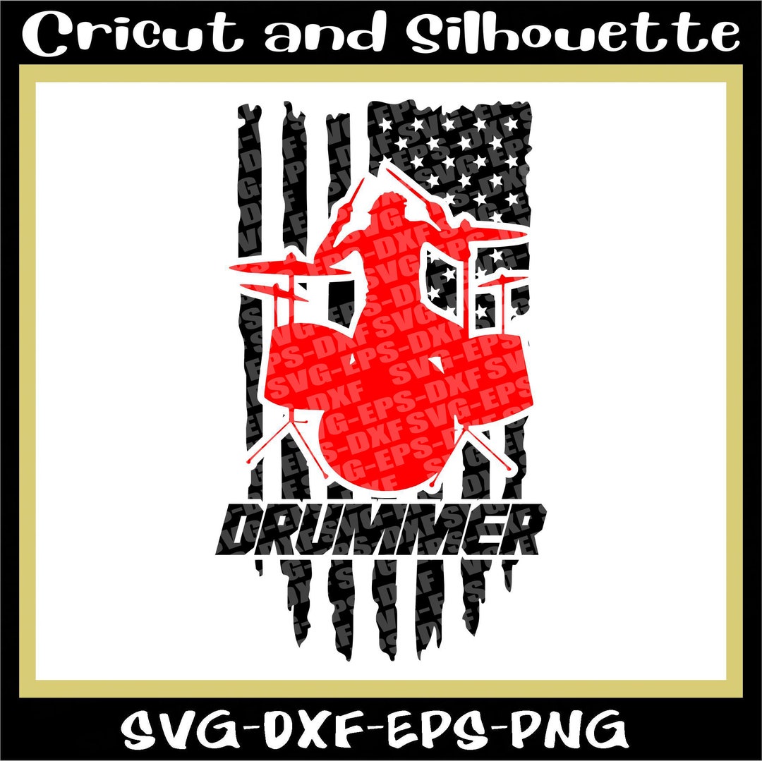 Drummer Svg, Drum Svg, Drum Stick Svg, "drummer Flag Distressed" - Eps ...