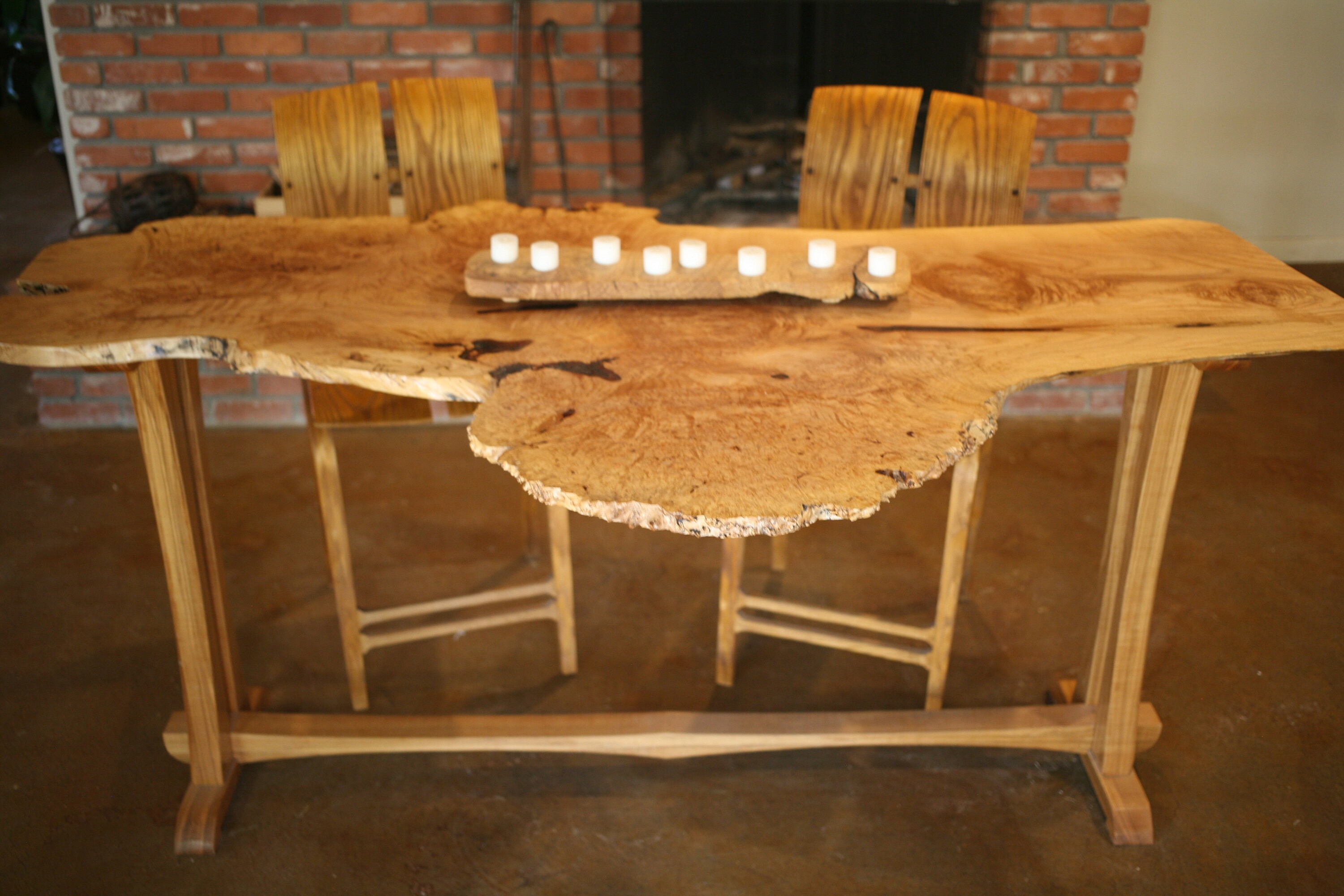Big Leaf Maple Burl Dining Table With Ash Trestle Base - Etsy
