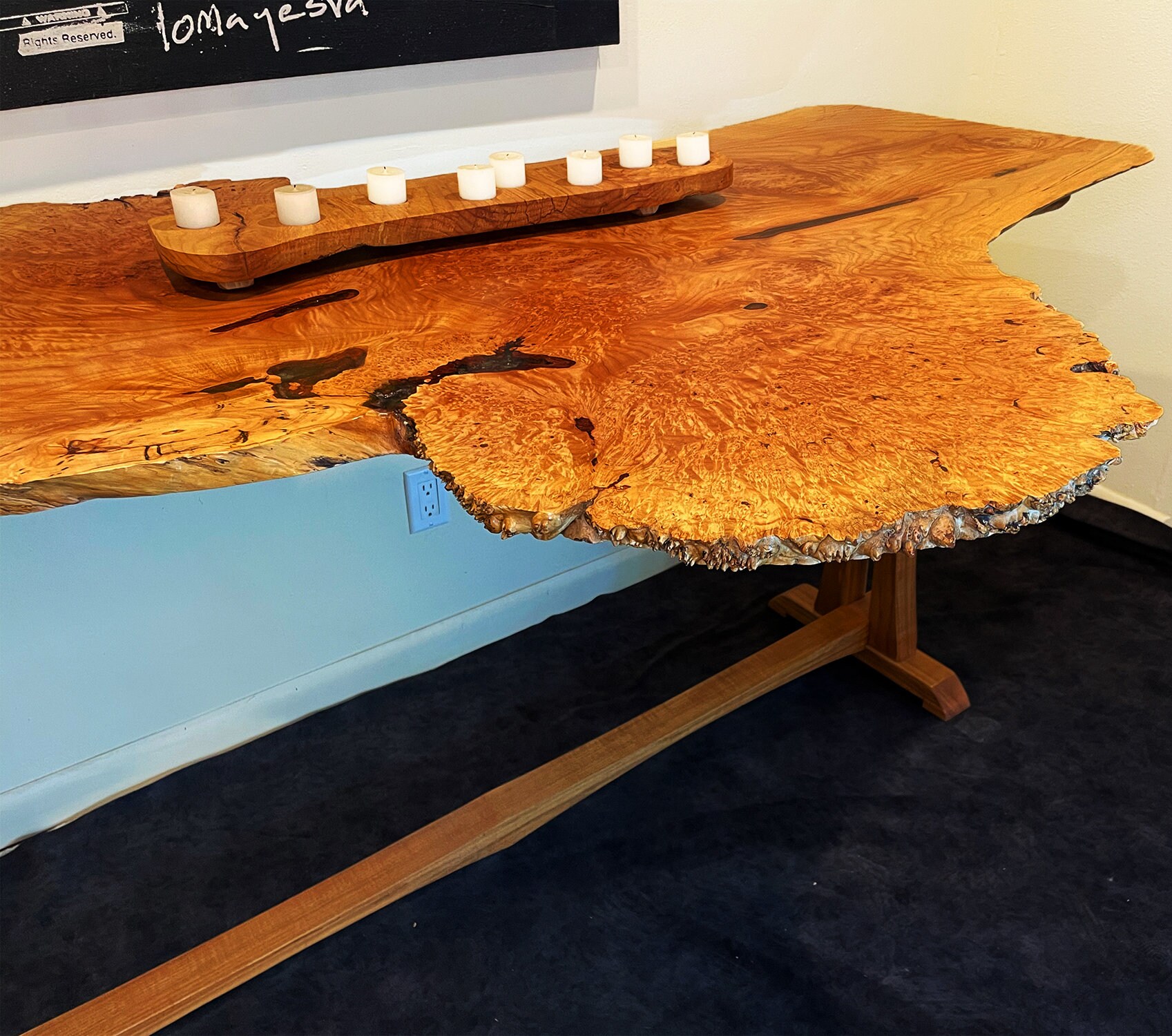 Big Leaf Maple Burl Dining Table With Ash Trestle Base - Etsy