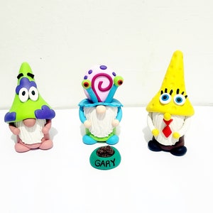 Miniature Gnomes/ Sponge Bob Inspired Gnomes/ Garden Gnome/ Tiered Tray ...