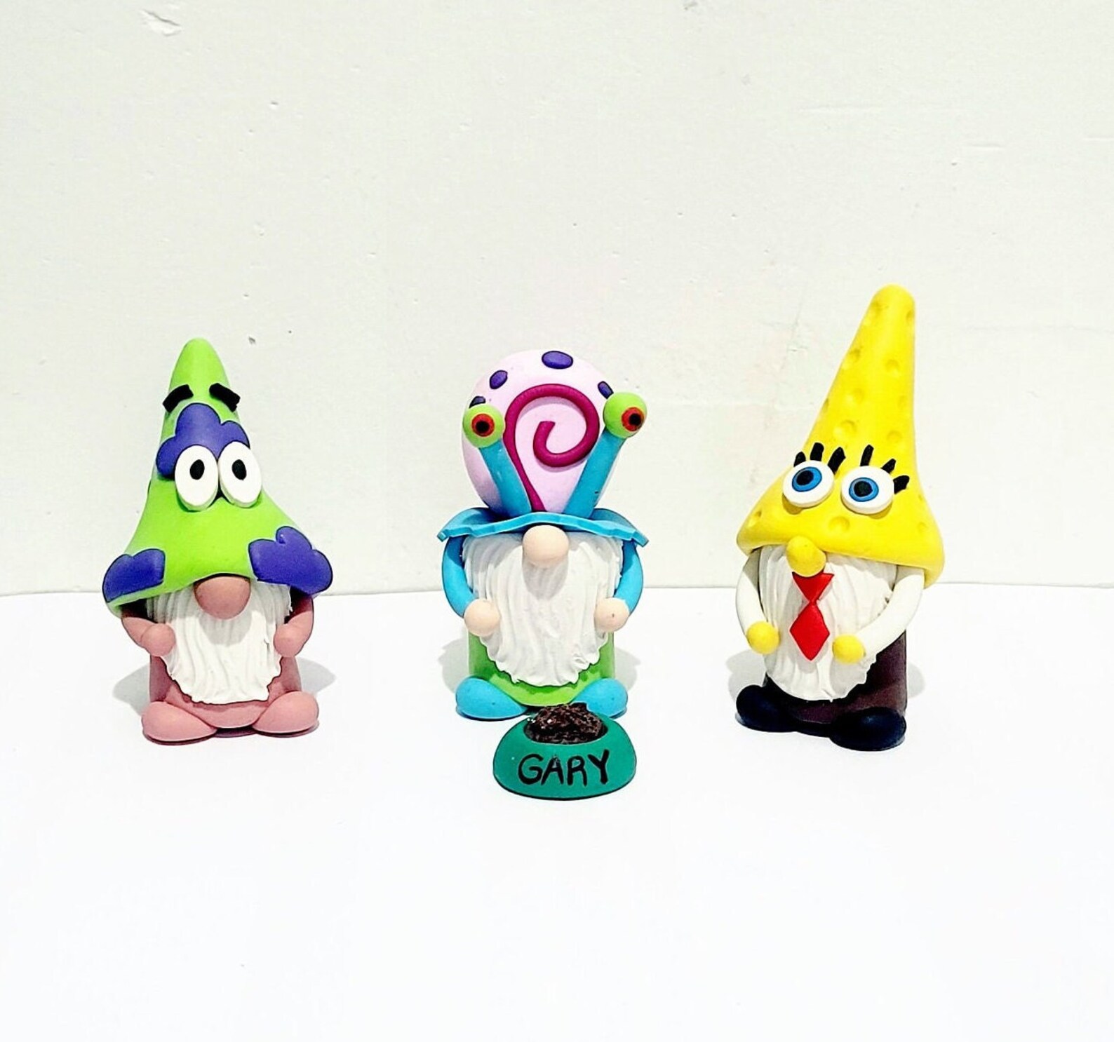 Miniature Gnomes/ Sponge Bob Inspired Gnomes/ Garden Gnome/ Tiered Tray ...