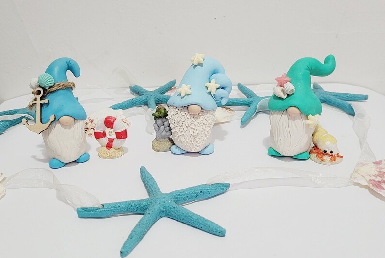 Gnomes/ Beach Gnomes/ Set of Three/ Miniature Gnomes/ Tiered Tray ...