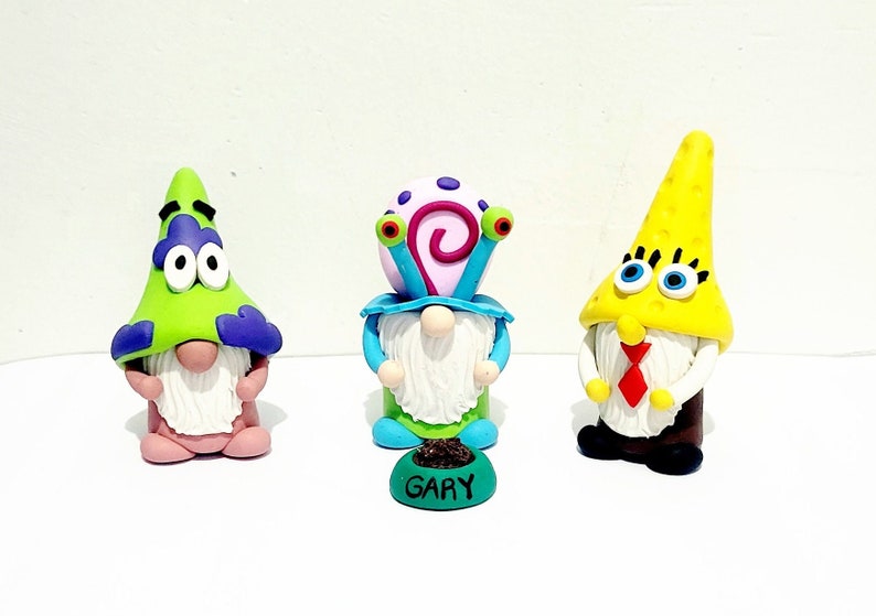 Miniature Gnomes/ Sponge Bob Inspired Gnomes/ Garden Gnome/ Tiered Tray ...