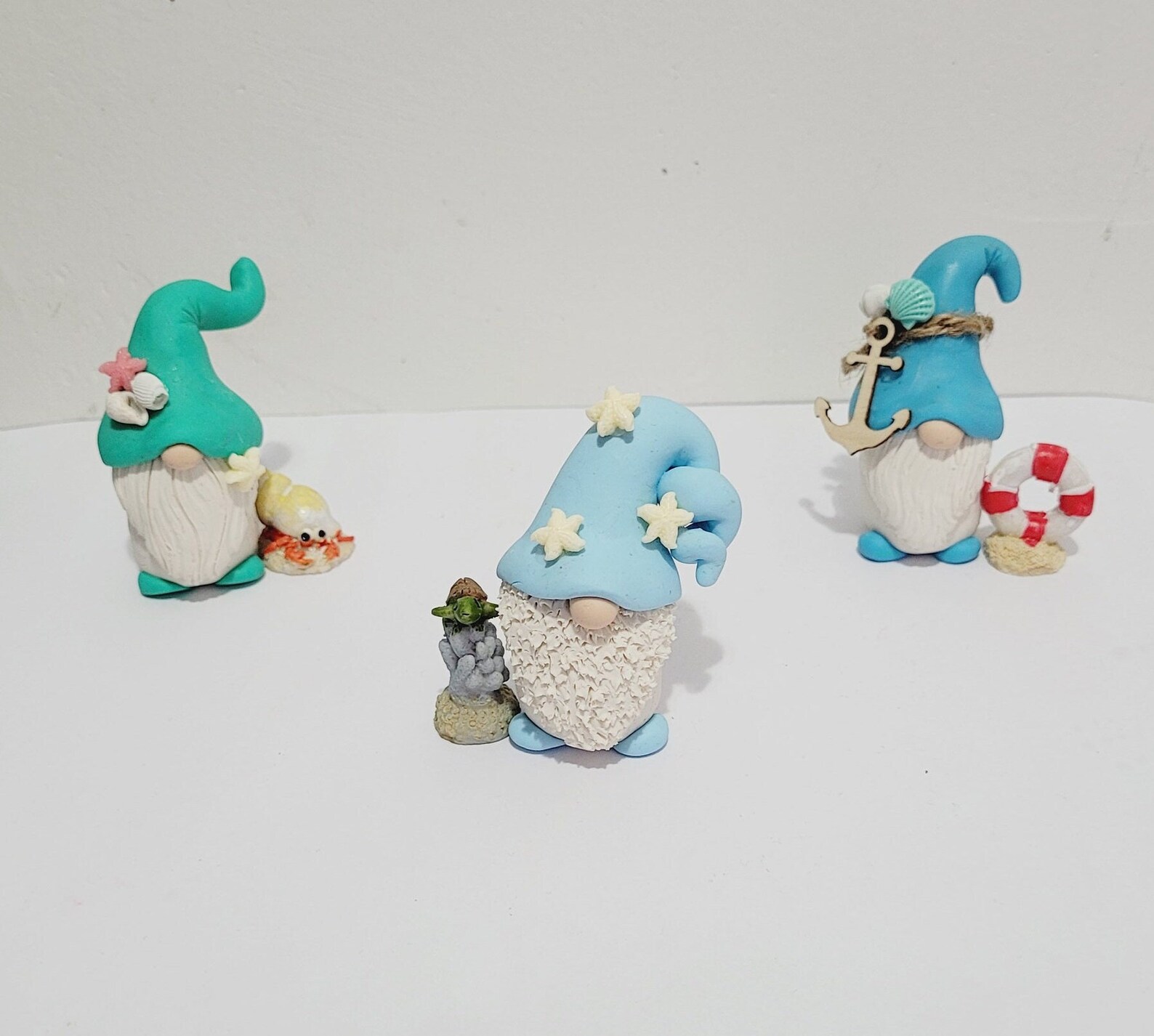 Gnomes/ Beach Gnomes/ Set of Three/ Miniature Gnomes/ Tiered Tray ...