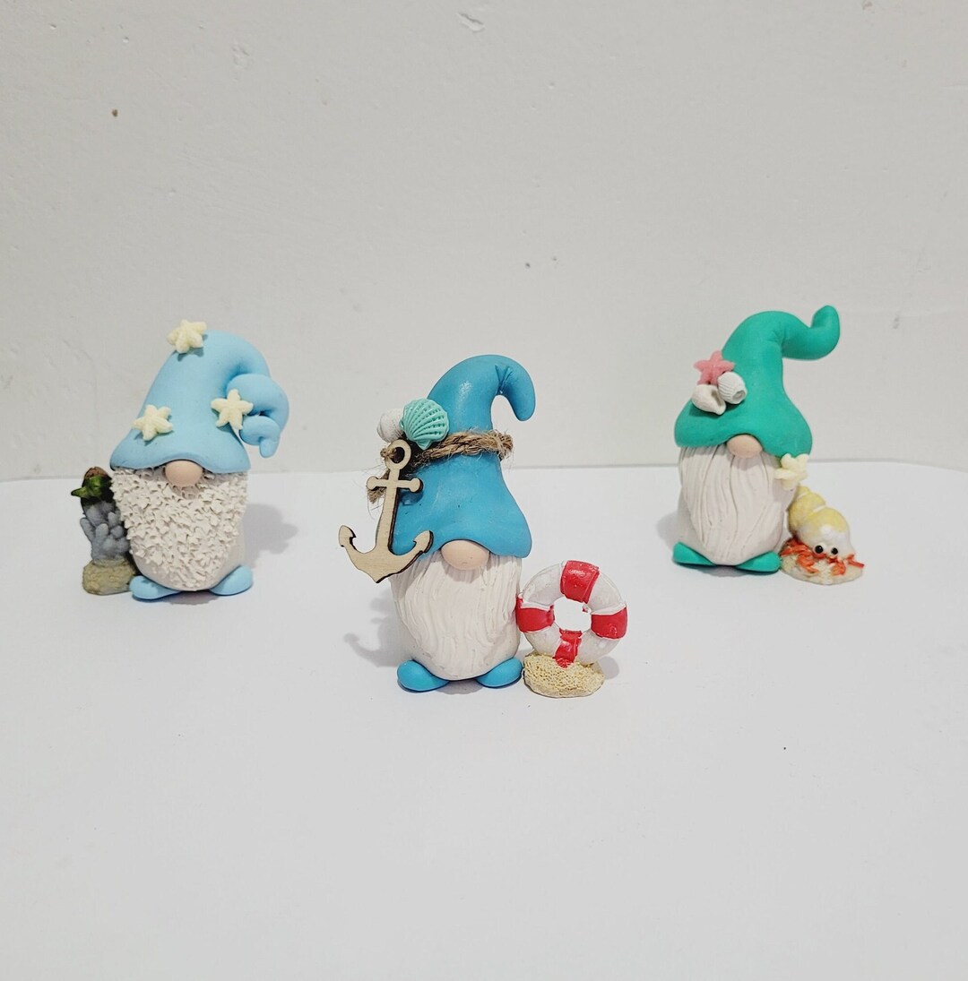 Gnomes/ Beach Gnomes/ Set of Three/ Miniature Gnomes/ Tiered Tray ...