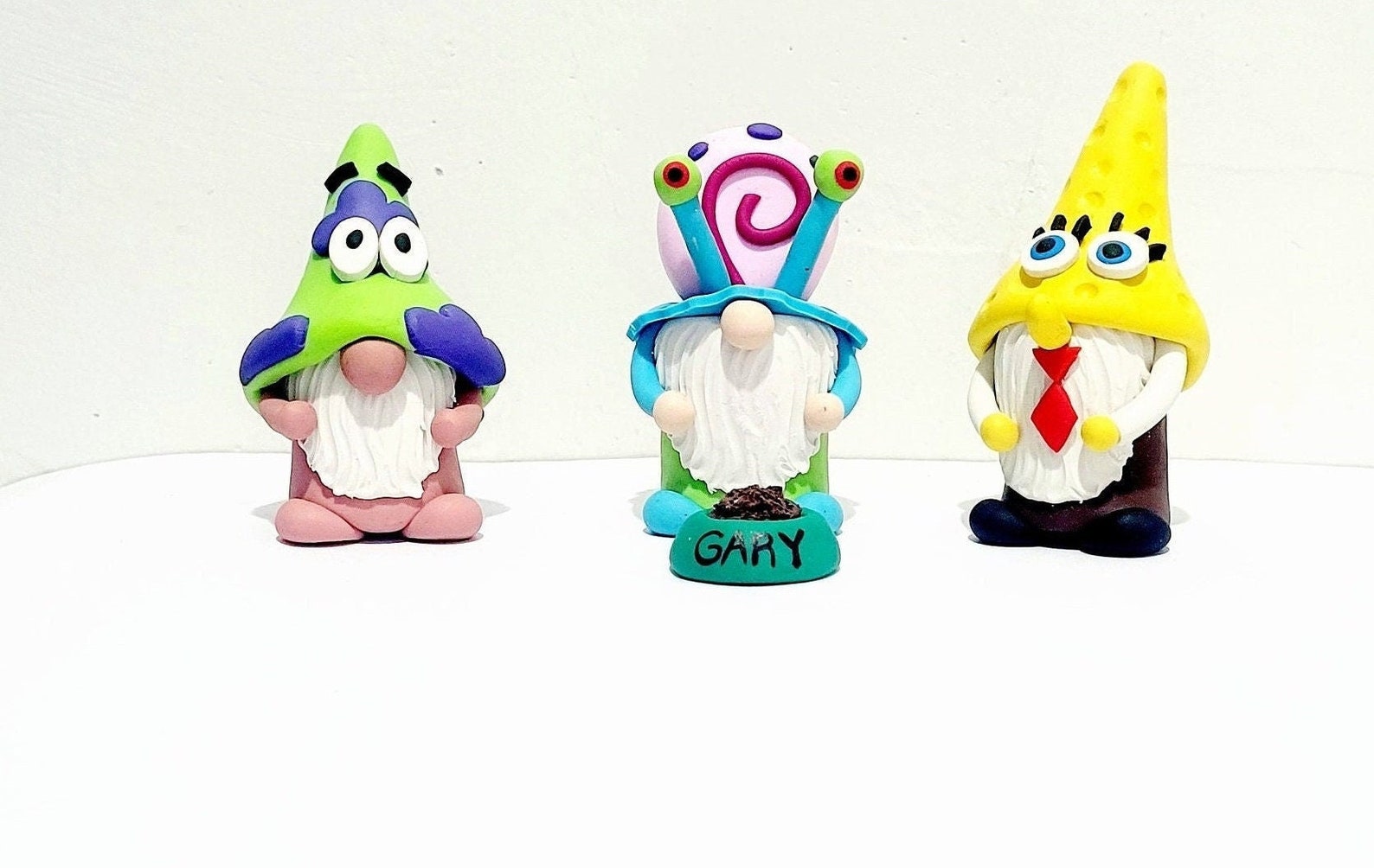 Miniature Gnomes/ Sponge Bob Inspired Gnomes/ Garden Gnome/ Tiered Tray ...