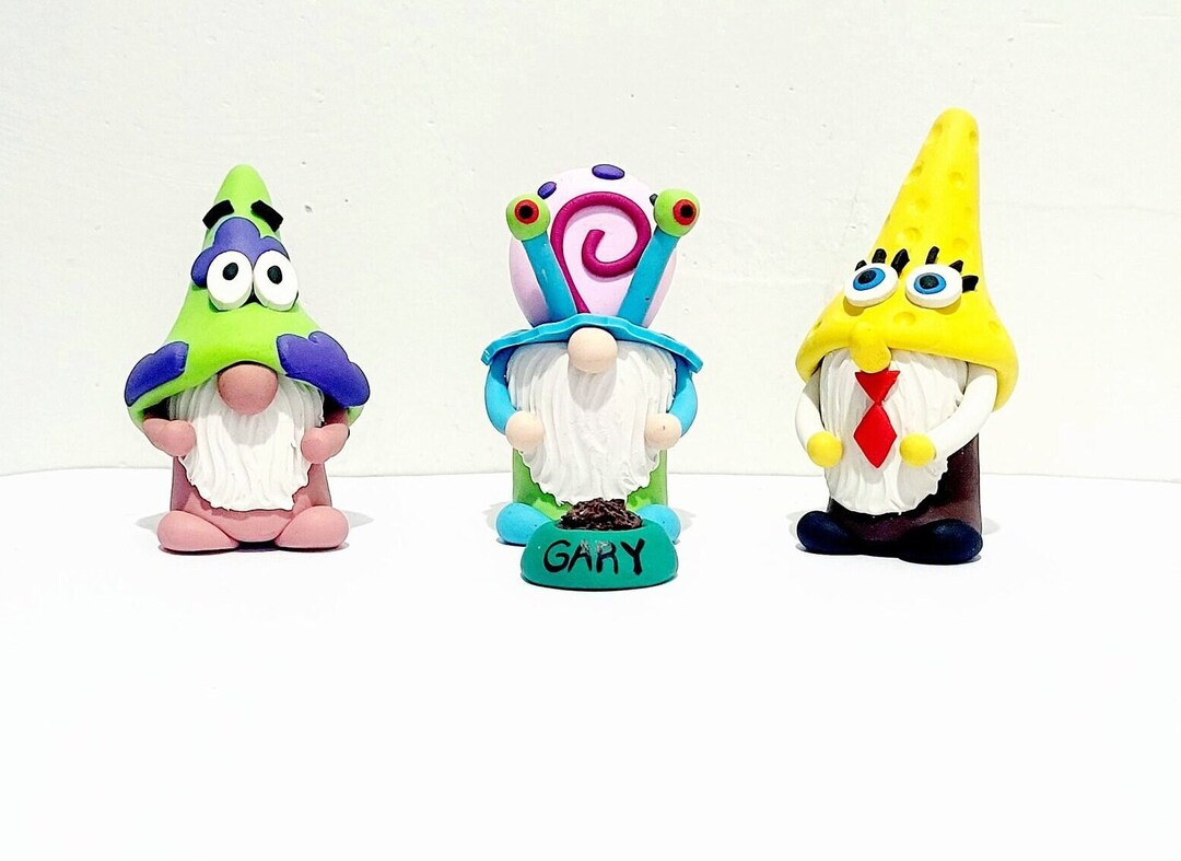 Miniature Gnomes/ Sponge Bob Inspired Gnomes/ Garden Gnome/ Tiered Tray ...