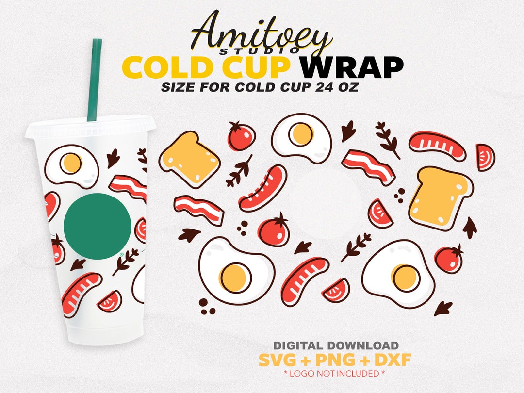 Breakfast Full Wrap SVG, Food Bread Bacon Omelet Sausage for Cold Cup ...