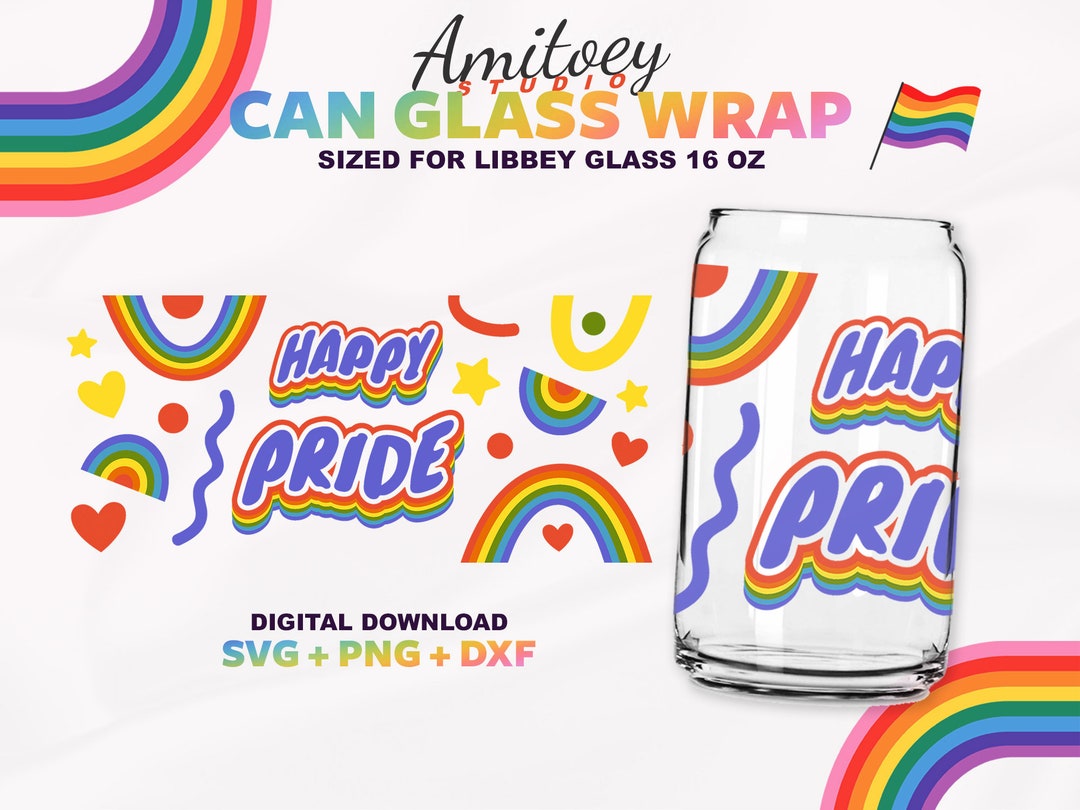 Happy Pride Month Full Wrap SVG, Beer Can Heart Rainbow Love Wins Proud ...