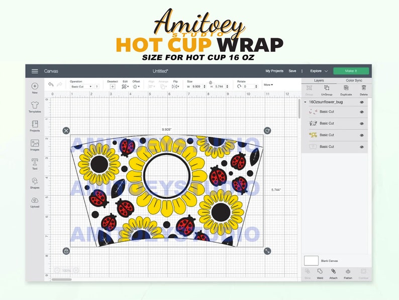 Sunflowers Ladybugs Full Wrap SVG Hot Summer Flowers Sun - Etsy