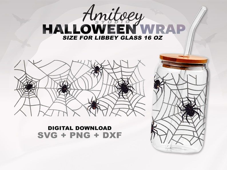 Halloween Spider Web SVG Full Wrap, Halloween Theme Spider Animals Can ...
