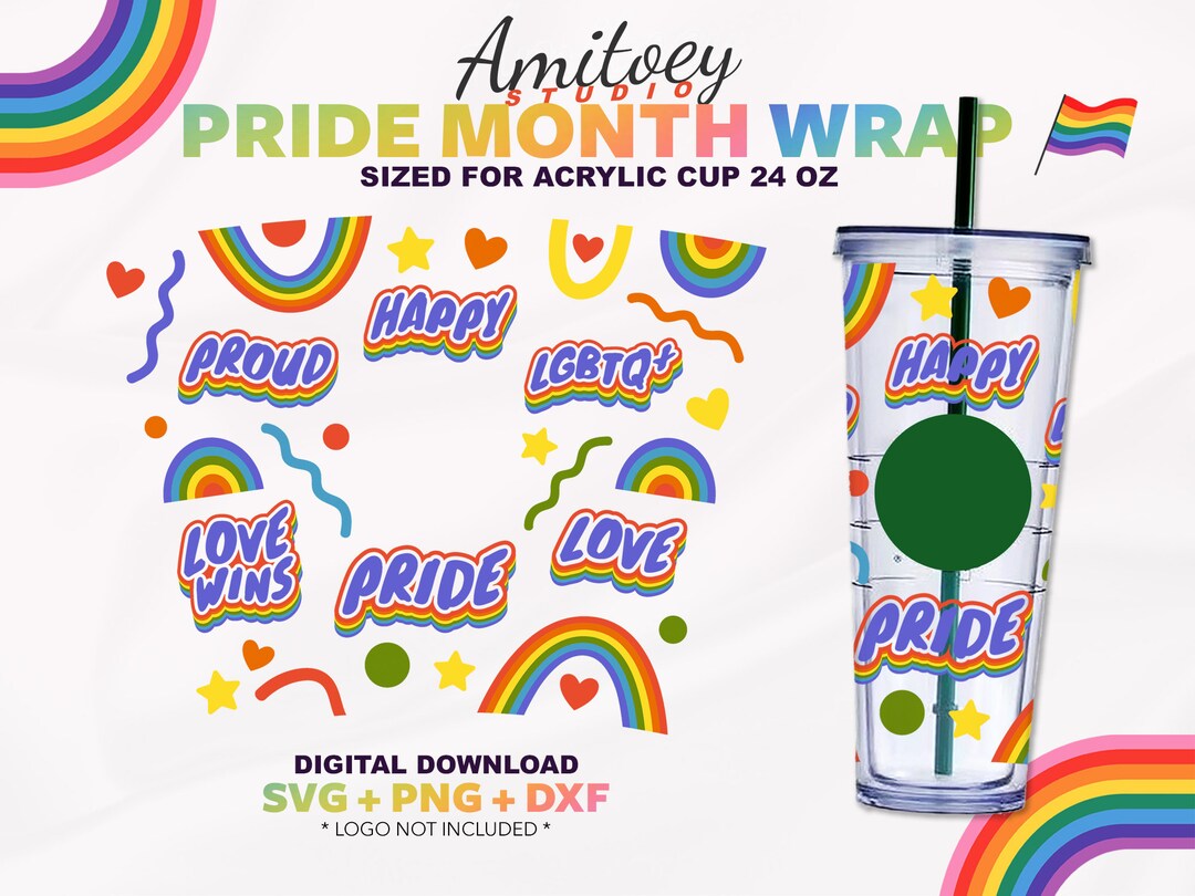 Happy Pride Month SVG Full Wrap, Heart Rainbow Love Wins Proud for ...