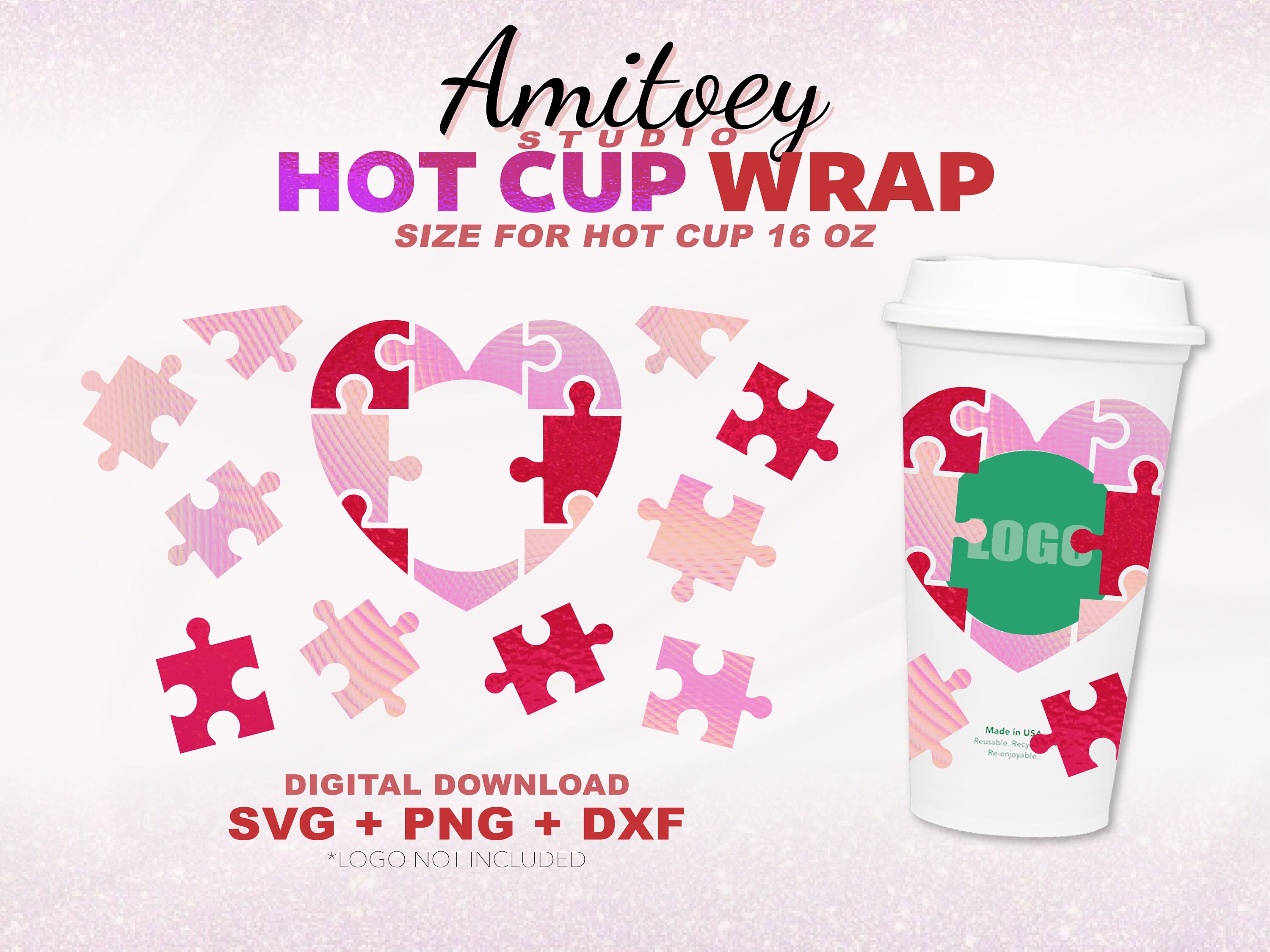 Heart Jigsaw Valentine SVG Full Wrap Love Heart Gift for - Etsy