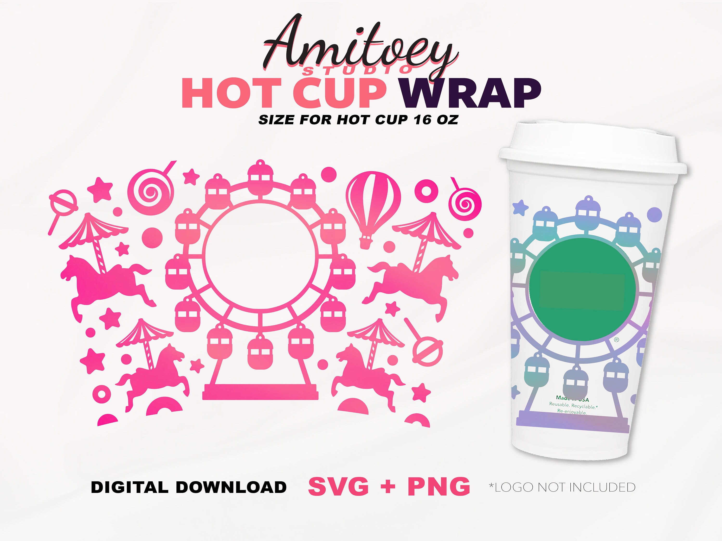 Amusement Park SVG Full Wrap Carnival Ferris Wheel Carousel - Etsy