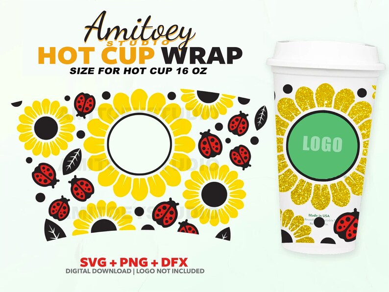 Sunflowers Ladybugs Full Wrap SVG Hot Summer Flowers Sun - Etsy