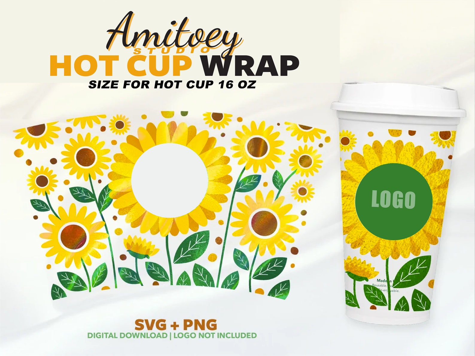 Sunflowers Full Wrap SVG Sun Flowers Sunny Hot Summer for - Etsy