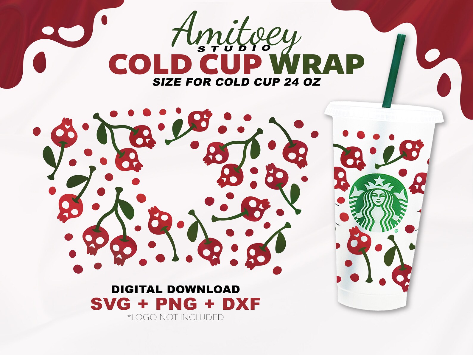 Ghost Cherries Halloween SVG Full Wrap Happy Halloween Fruits - Etsy