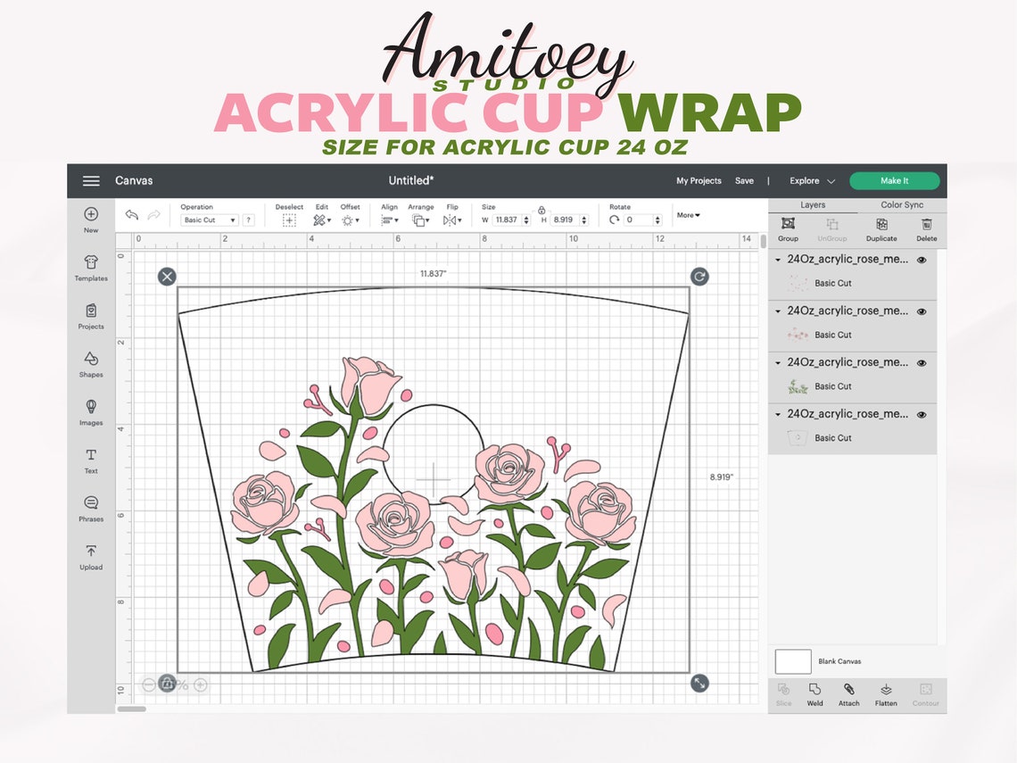 Rose Flowers Full Wrap SVG Romance Valentine's Day - Etsy