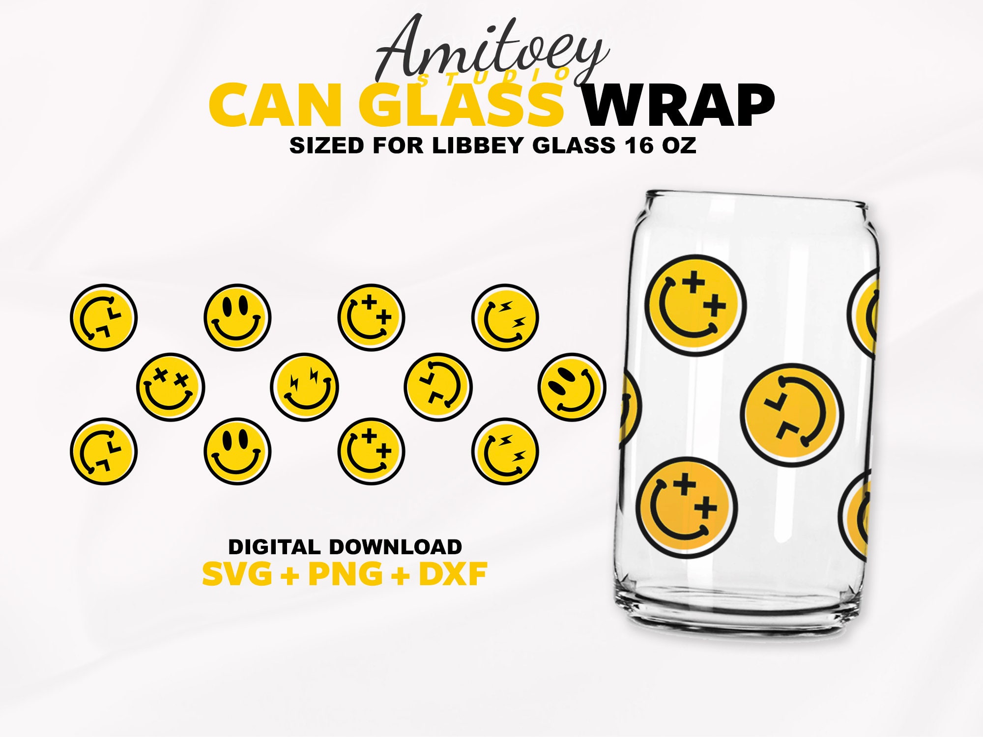 Happy Smile Full Wrap SVG Beer Can Smiley Face Funny - Etsy