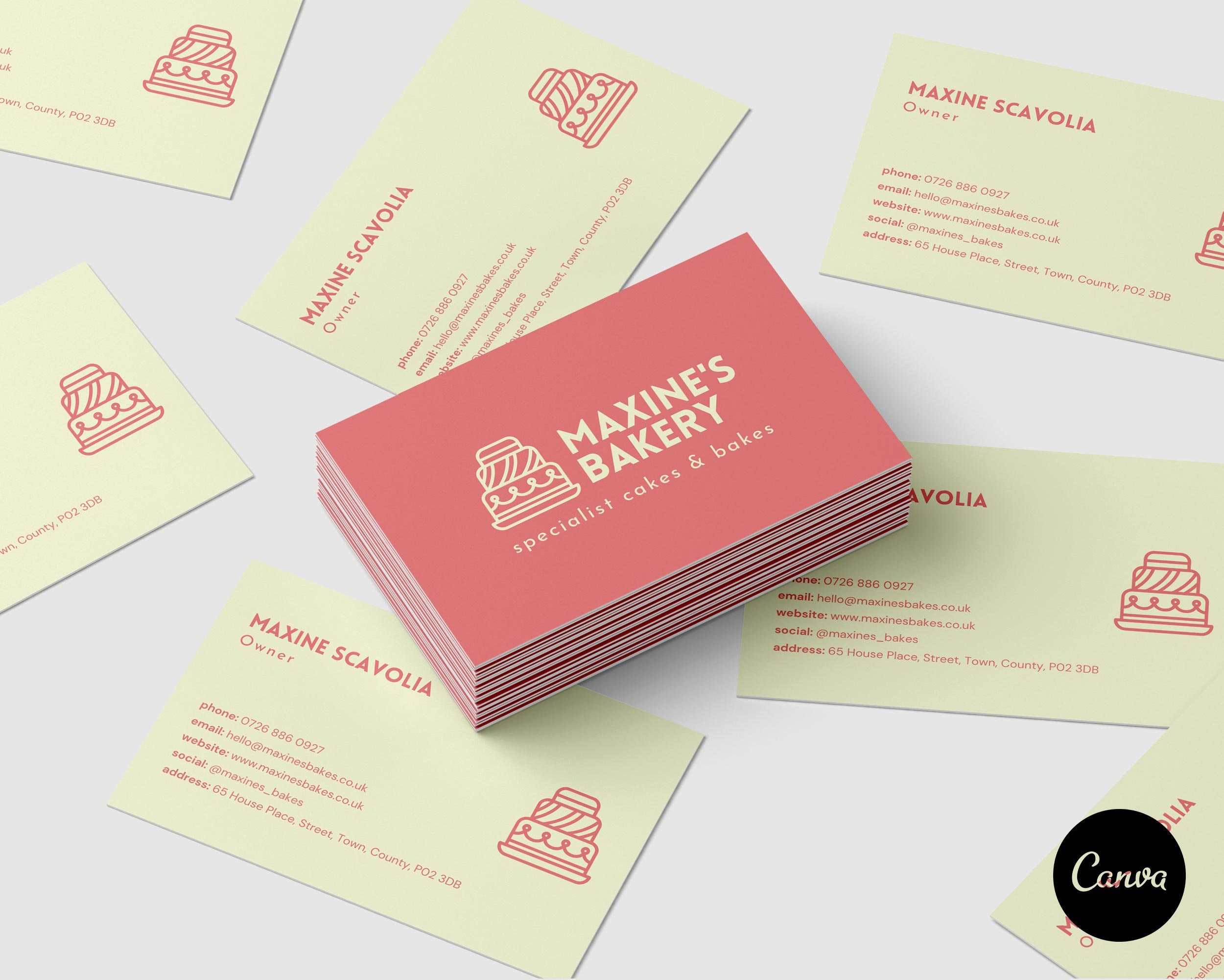 Canva Business Card Template DIY Bakery Business Card - Etsy