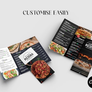 Tri-fold Pizzeria Menu Template: Restaurant Canva Design (digital ...