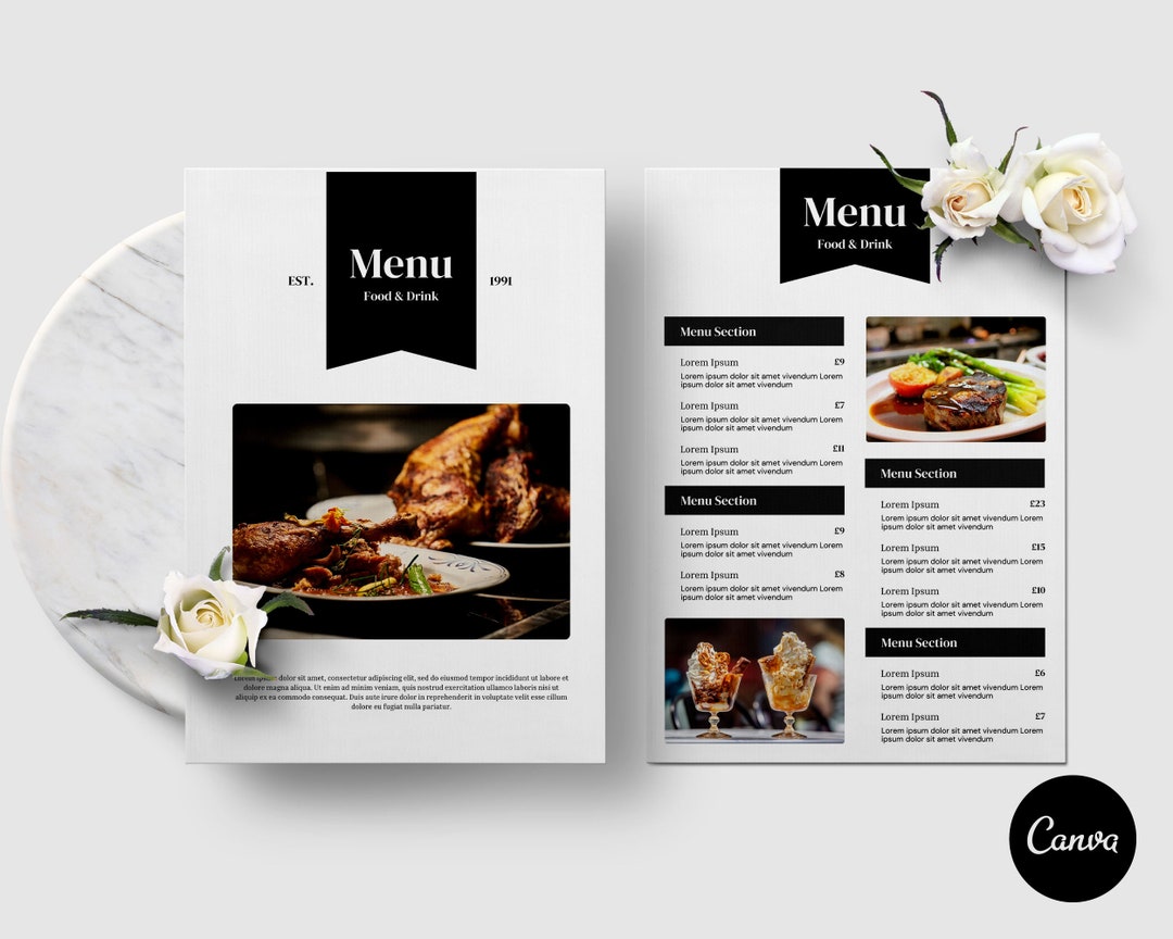 Canva Upscale Menu // Minimal Menu Template // Canva Modern Menu ...