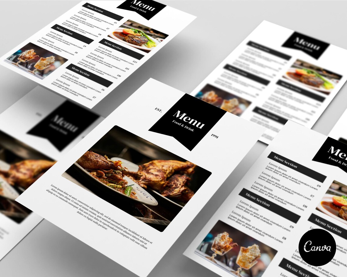 Canva Upscale Menu // Minimal Menu Template // Canva Modern Menu ...