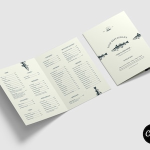 Fish & Chips Menu Template: Bi-fold Seafood Design (canva) - Etsy