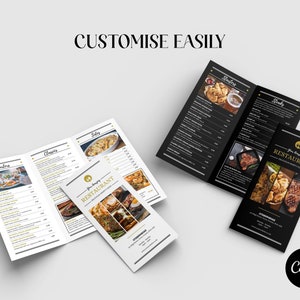 Tri-fold Restaurant Menu Template, Stylish Canva Design - Etsy