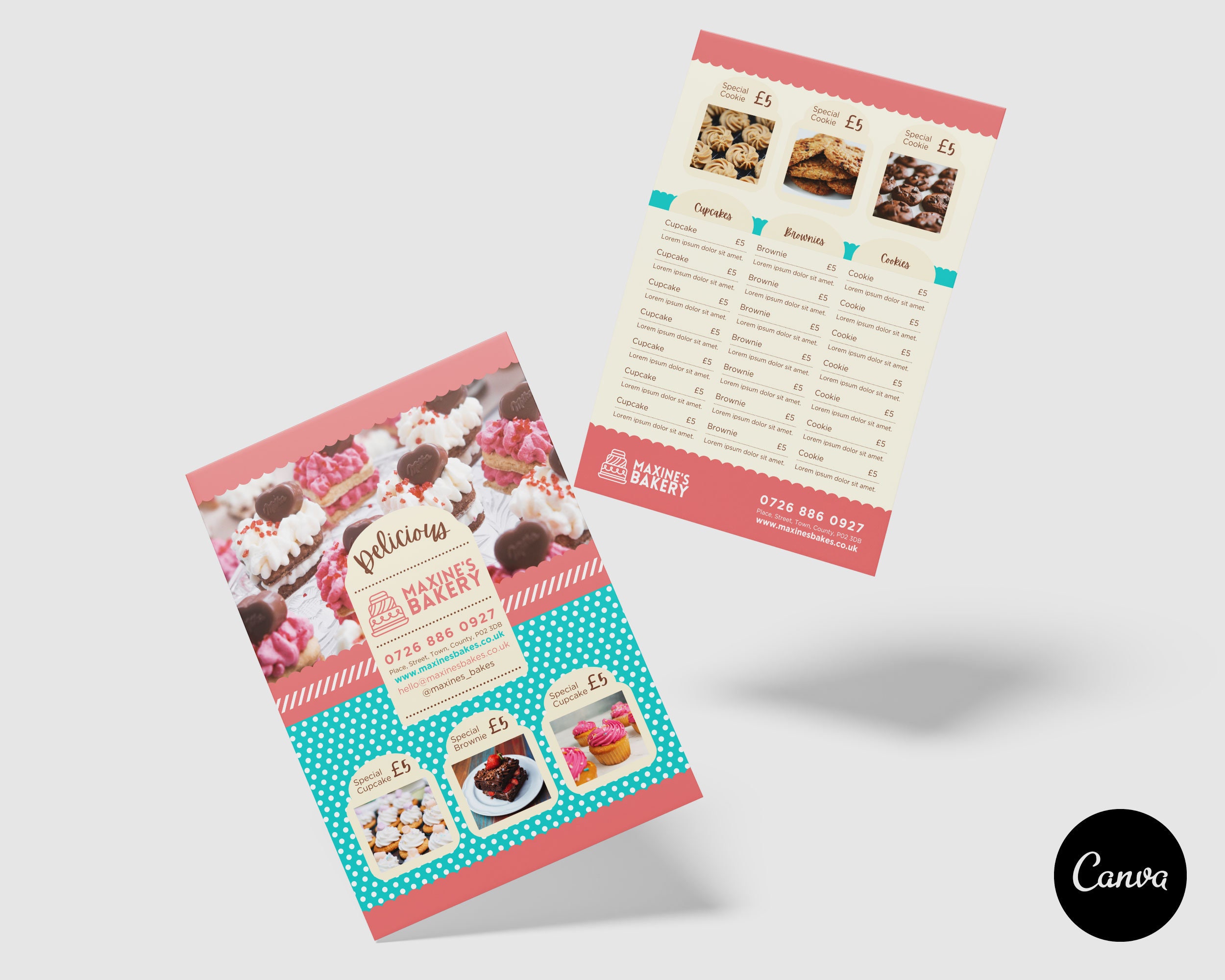 Bakery Flyer Template: Cake Shop, Price List, 2-sided Canva Design - Etsy