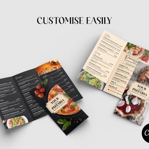 Stylish Canva Pizza Menu // Tri-fold Pizzaria Menu Template // Tri-fold ...