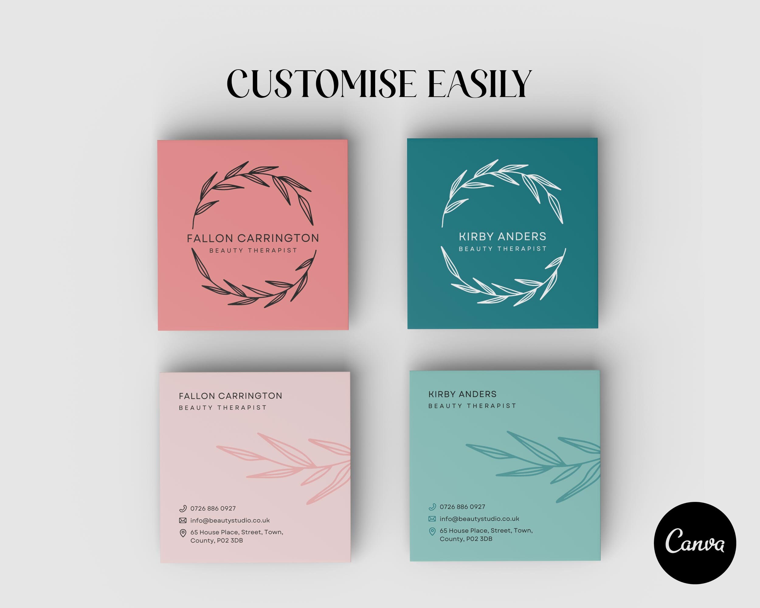 Canva Square Business Card Template Diy Beauty Square Business Card