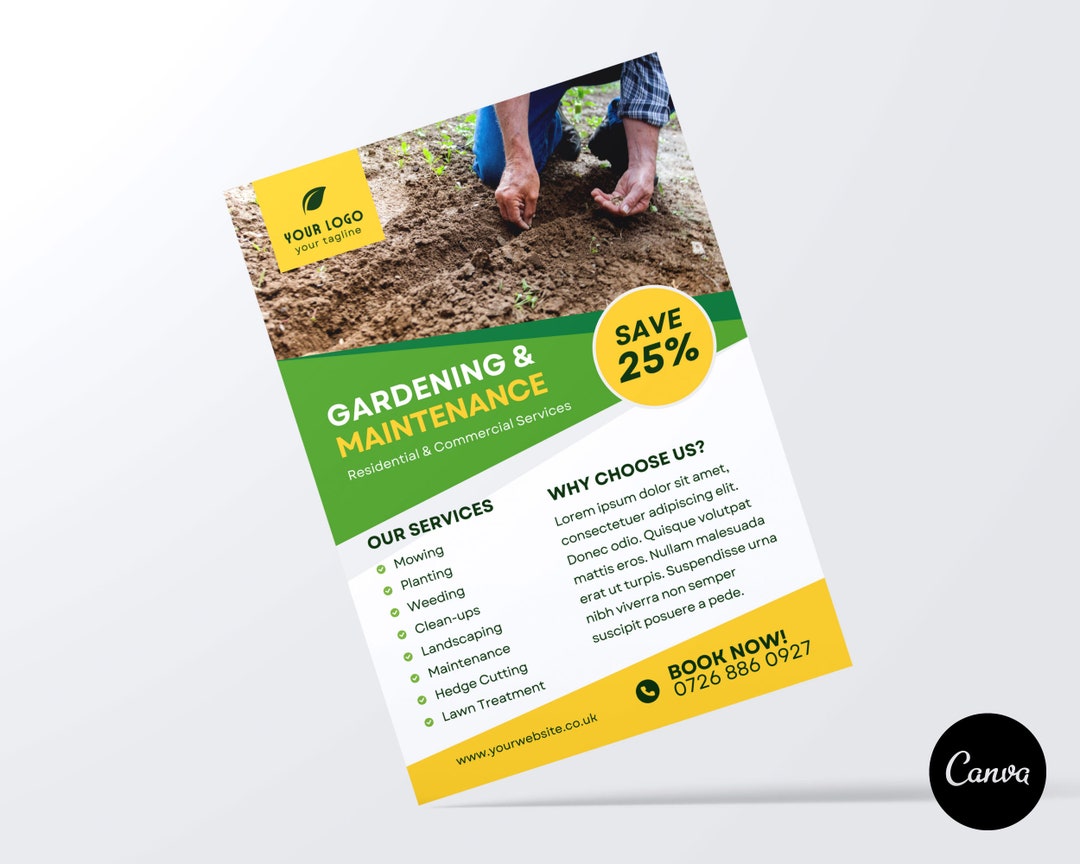 Gardening Services Flyer Template: DIY Lawn Care Leaflet (canva) - Etsy